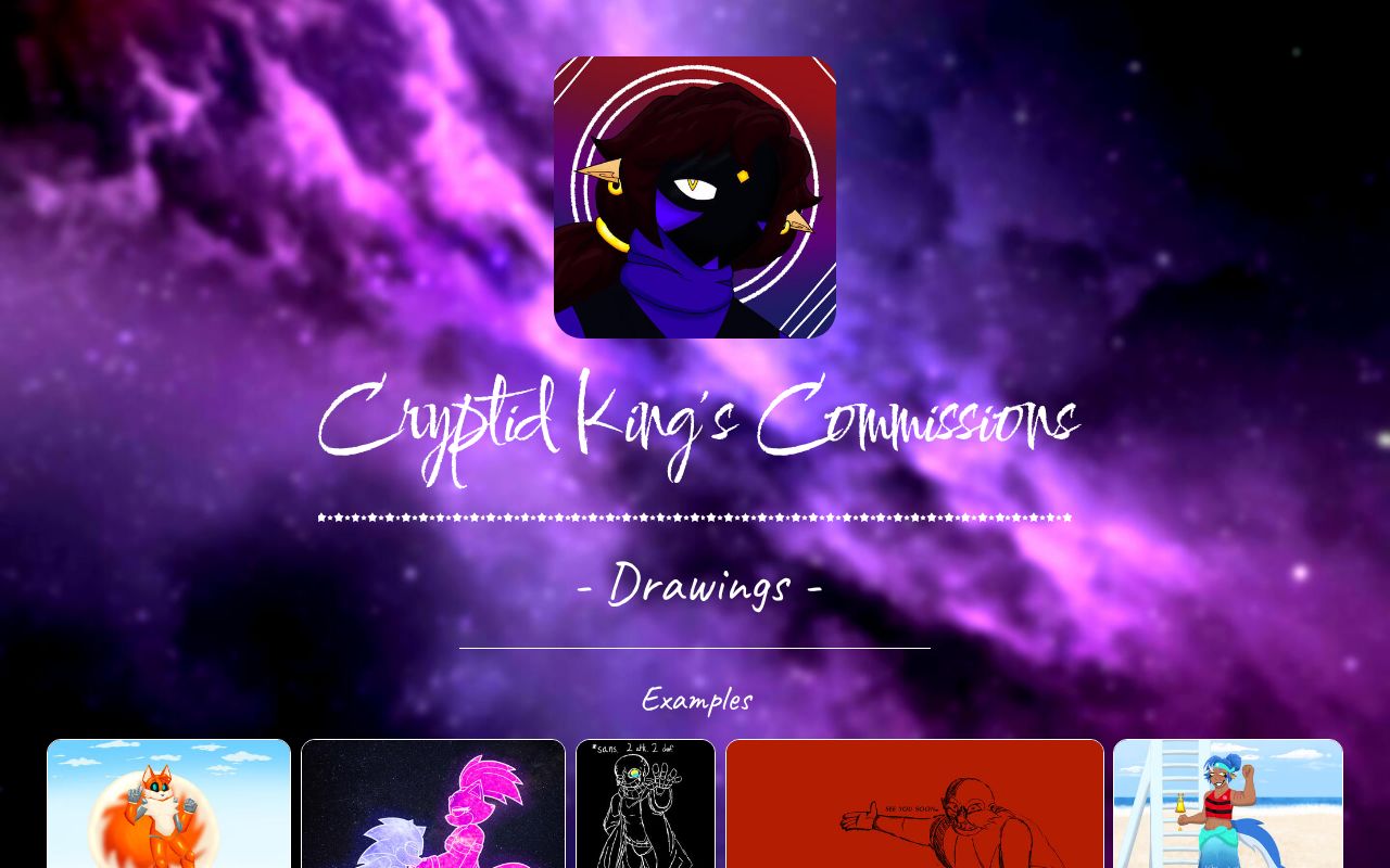 Cryptid King's Commission Sheet